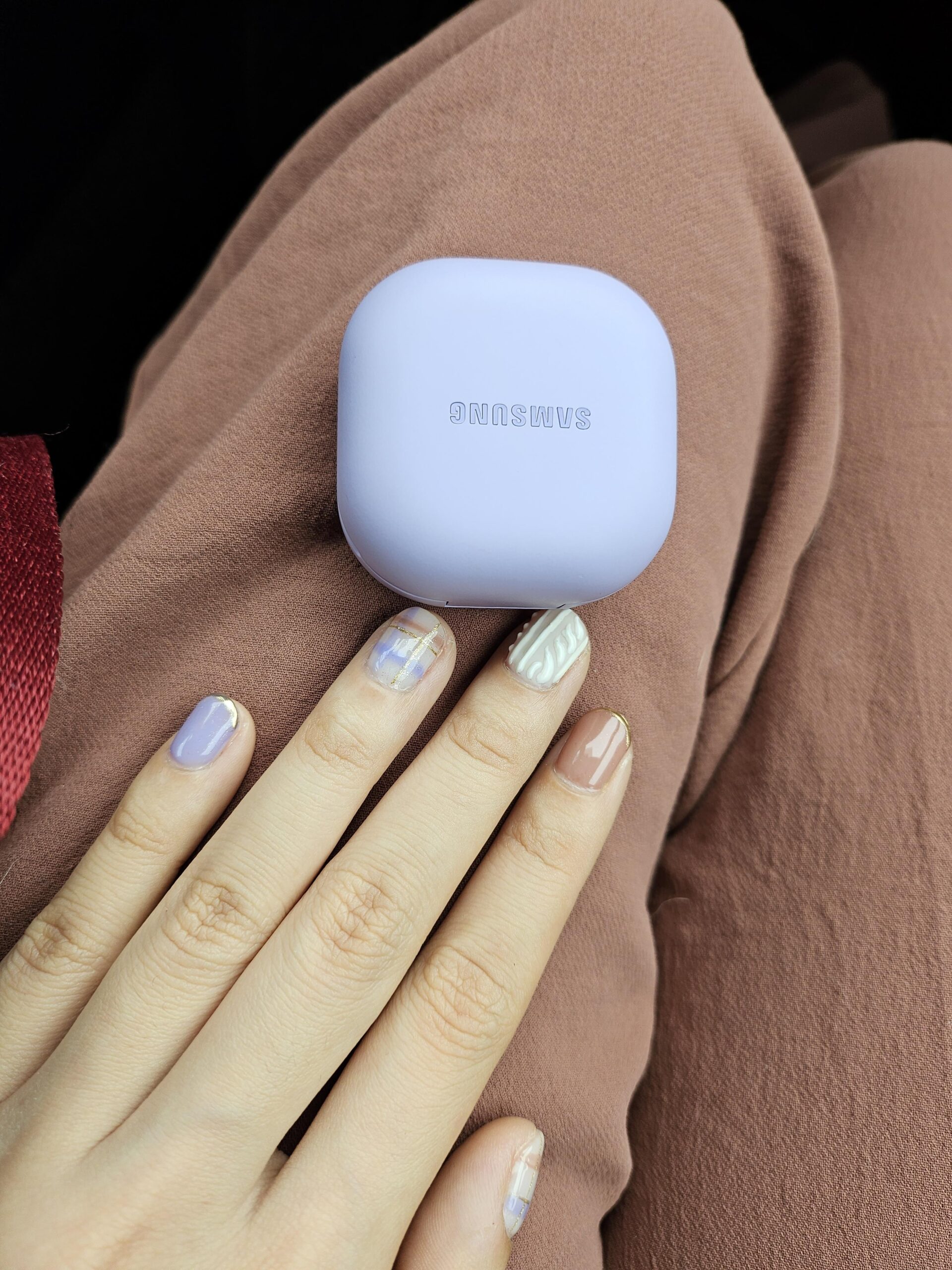 Nail artist perfectly color matched the earbuds and pants I wore to the ...