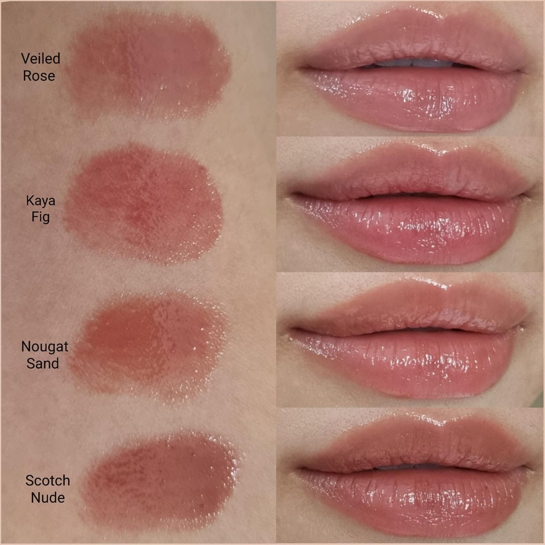 [Swatches] Romand Glasting Melting Balm in Veiled Rose, Kaya Fig, Nougat Sand, and Scotch Nude ...