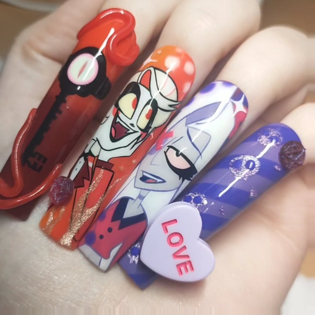 Hazbin Hotel inspired Nails ( Charlie X Vaggie Valentine’s Nails ...