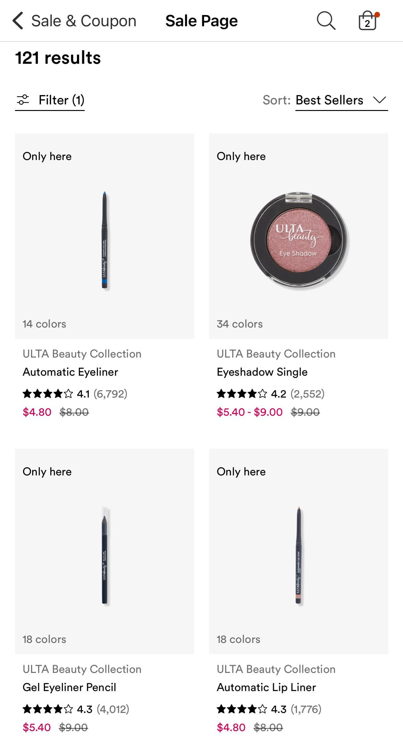 ULTA Beauty Collection: select items up to 40% off (121 on sale at the ...