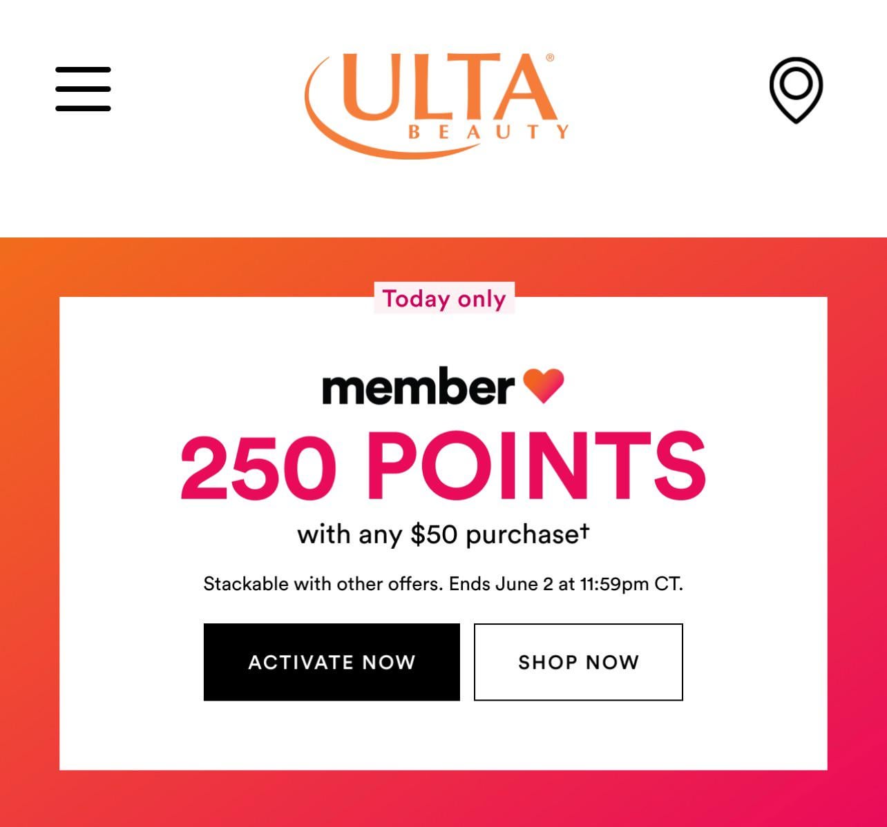 Ulta – 250 points with a $50 purchase, today only – COSMESTIC.COM ...