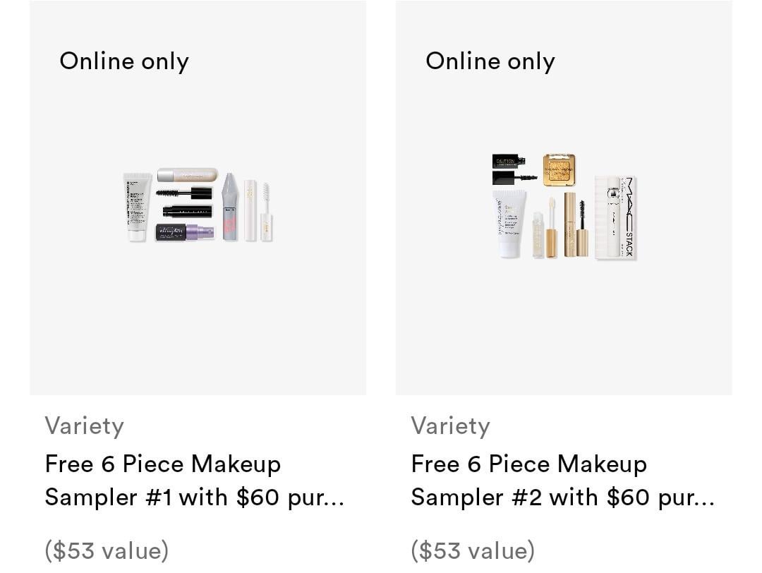 Ulta, GWP (Choice of 2): Free 6 Piece Makeup Sampler with $60 Purchase ...