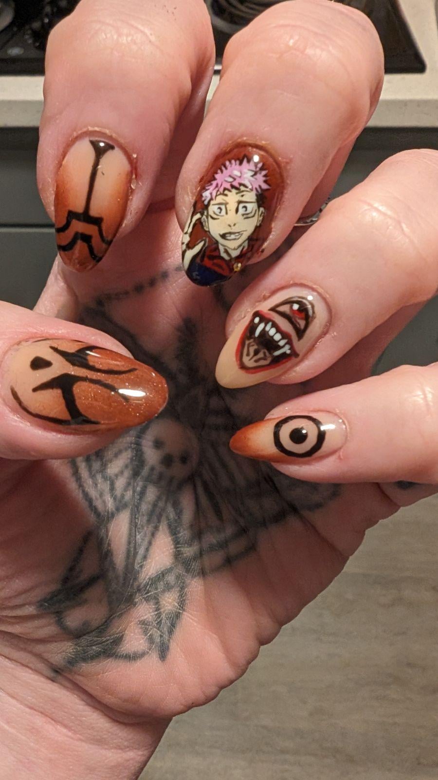 Hand painted Jujutsu Kaisen nails - COSMESTIC.COM ~ Beauty, Makup, and ...