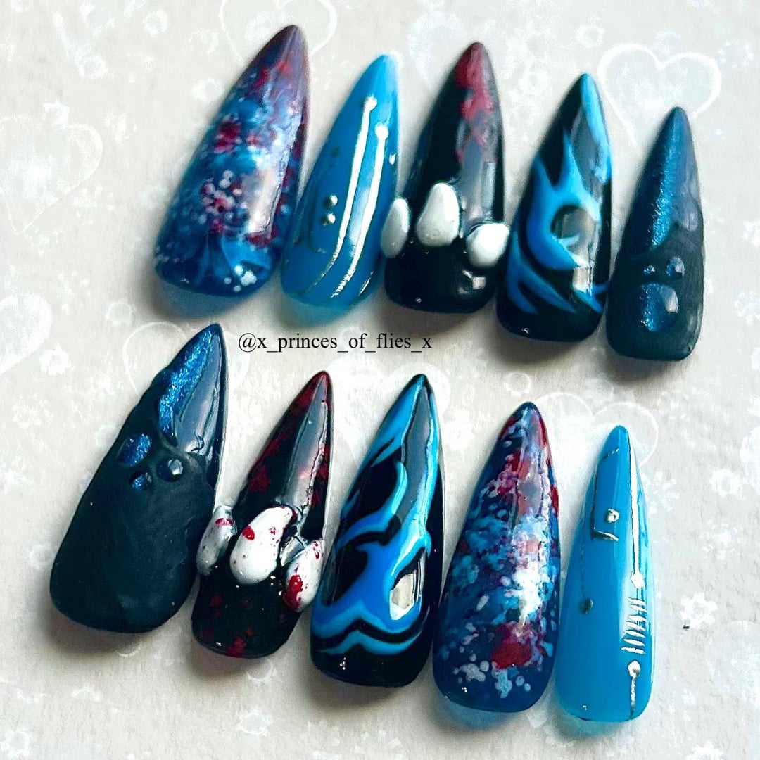 Sleek-ish fandom nails? Fairytail Acnologia theme, I could have done ...
