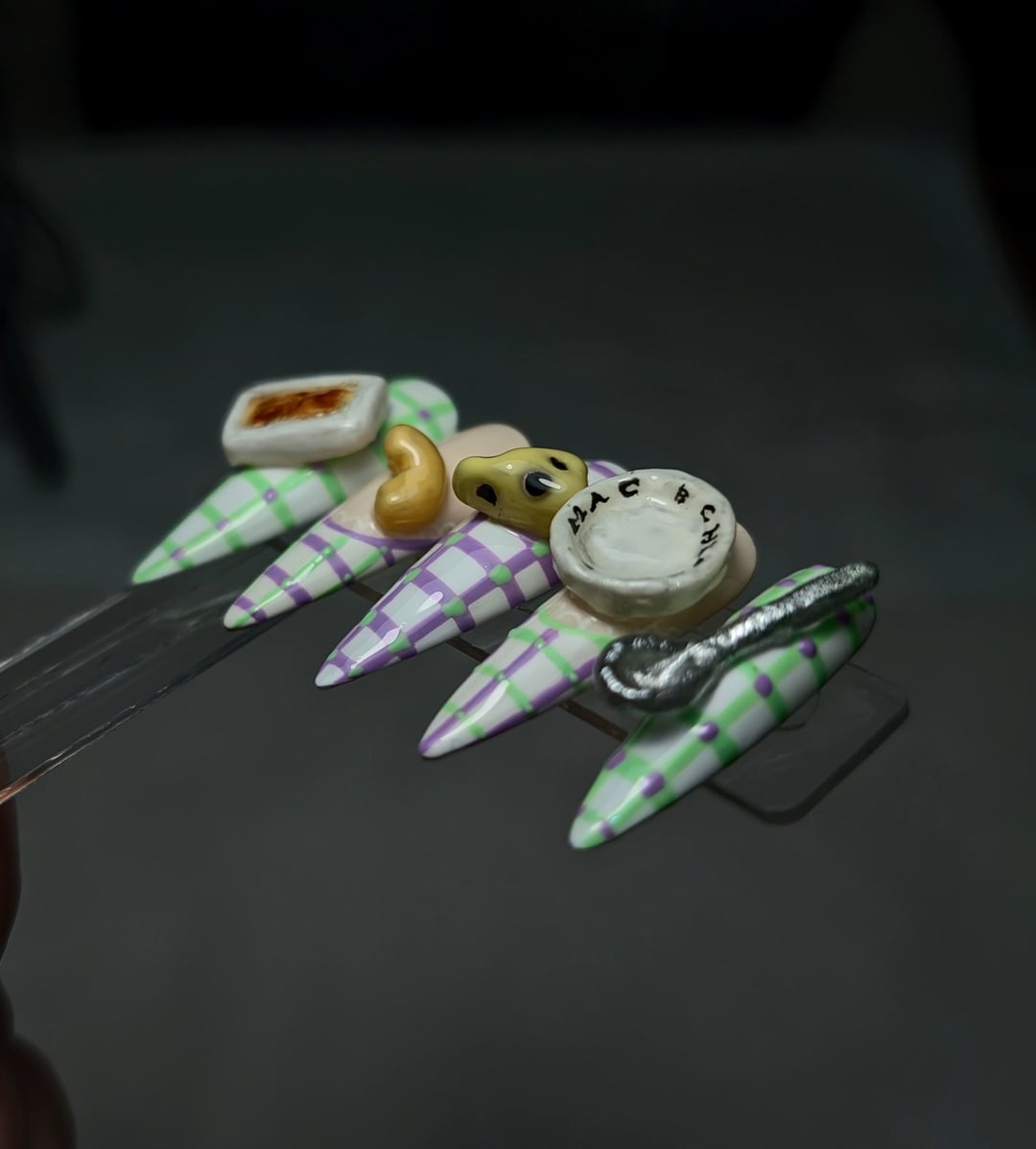 I made 3D Mac & Cheese nails for a food-themed nail art challenge 🧀💅 ...