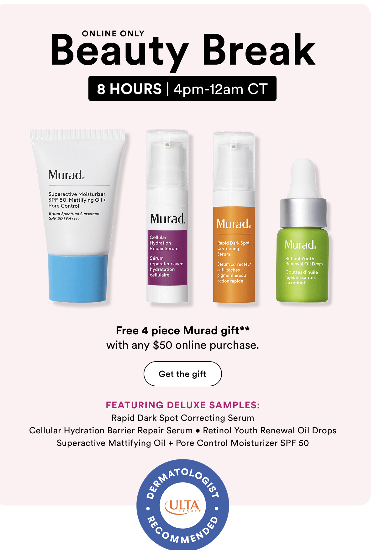 Ulta Beauty Break: Free 4 Piece Murad GWP at $50 - COSMESTIC.COM ...